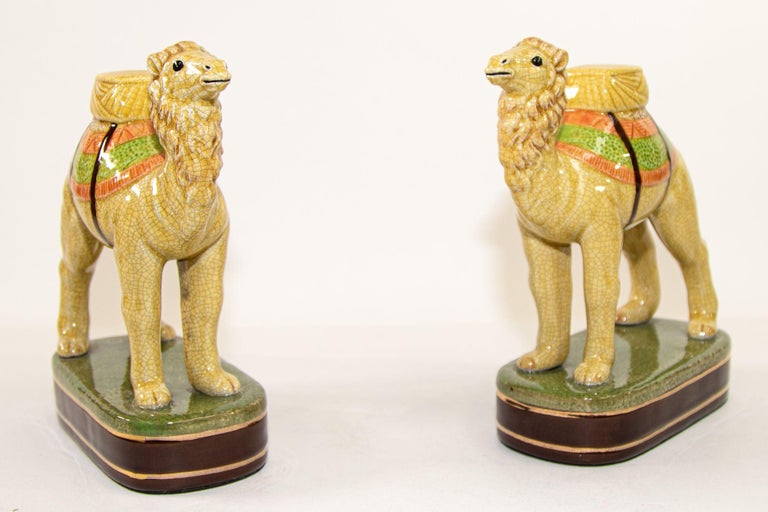 Vintage Porcelain Camel Sculptures Figurines Bookends For Sale at 1stDibs