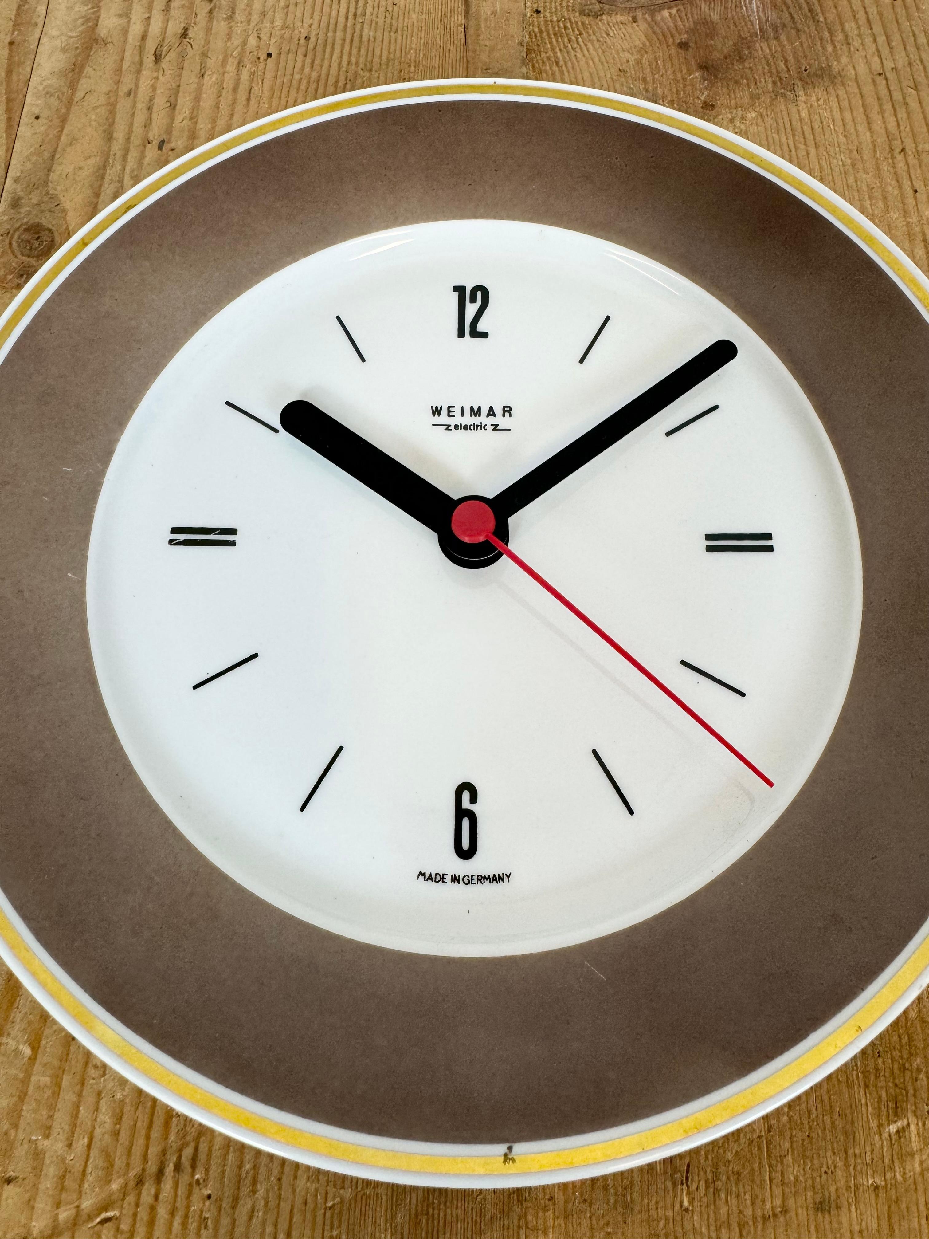 Vintage Porcelain East German Wall Clock from Weimar Electric, 1970s ...