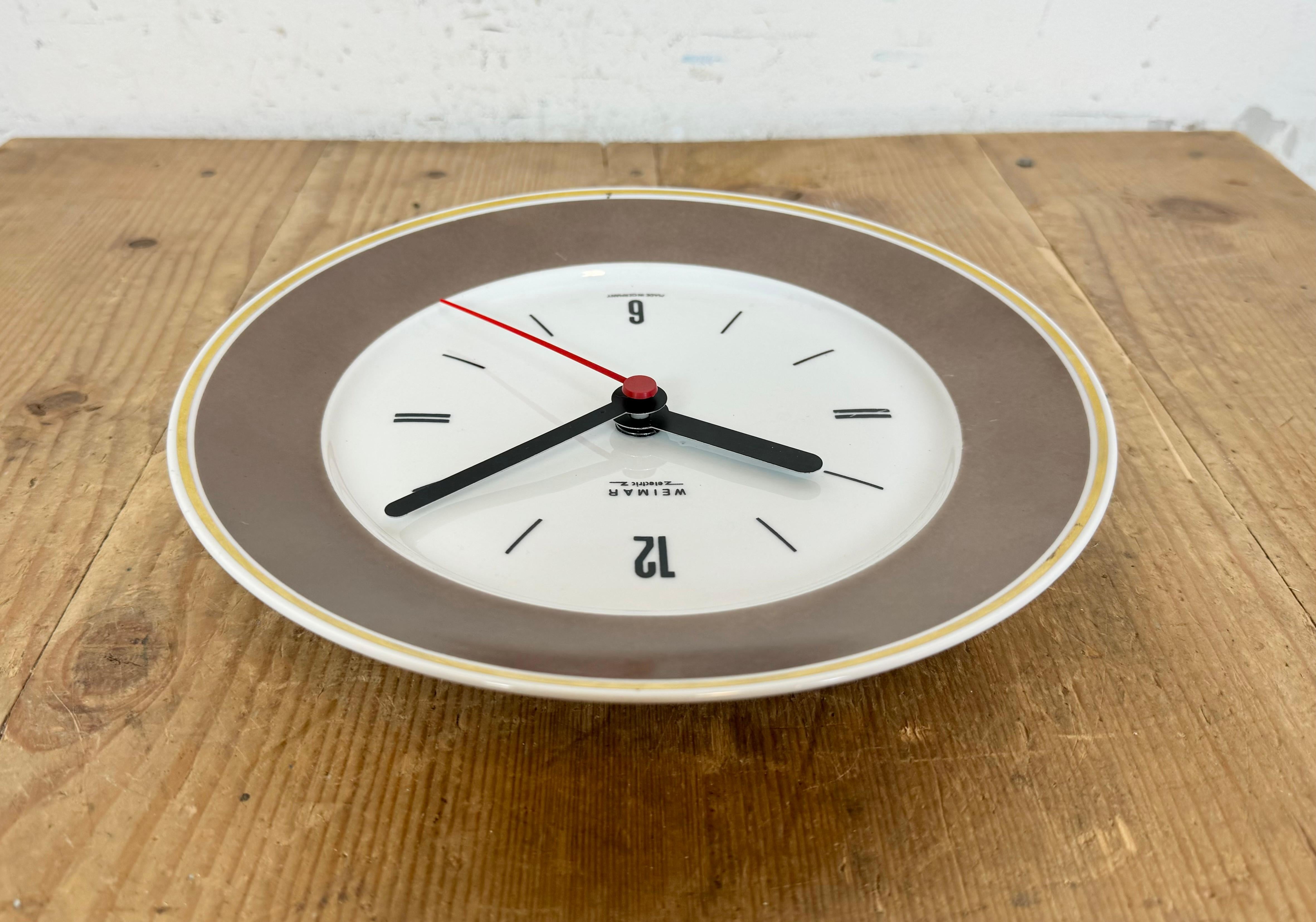 Vintage Porcelain East German Wall Clock from Weimar Electric, 1970s ...