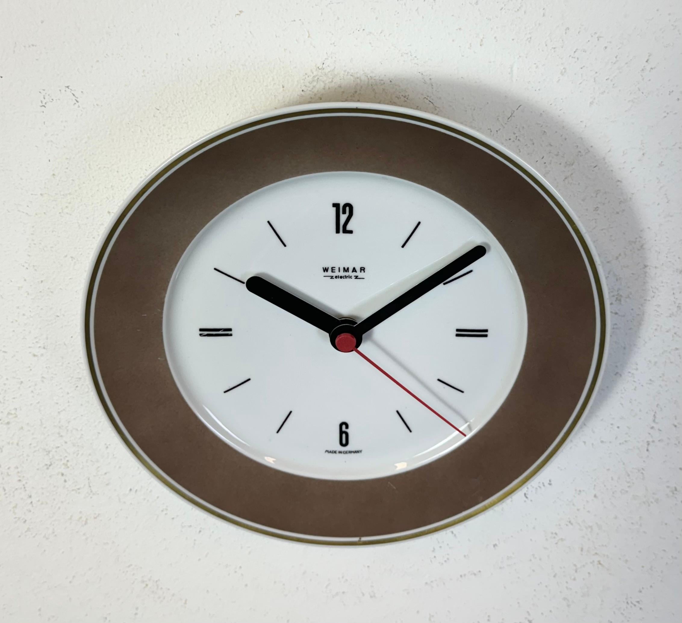 Vintage Porcelain East German Wall Clock from Weimar Electric, 1970s ...