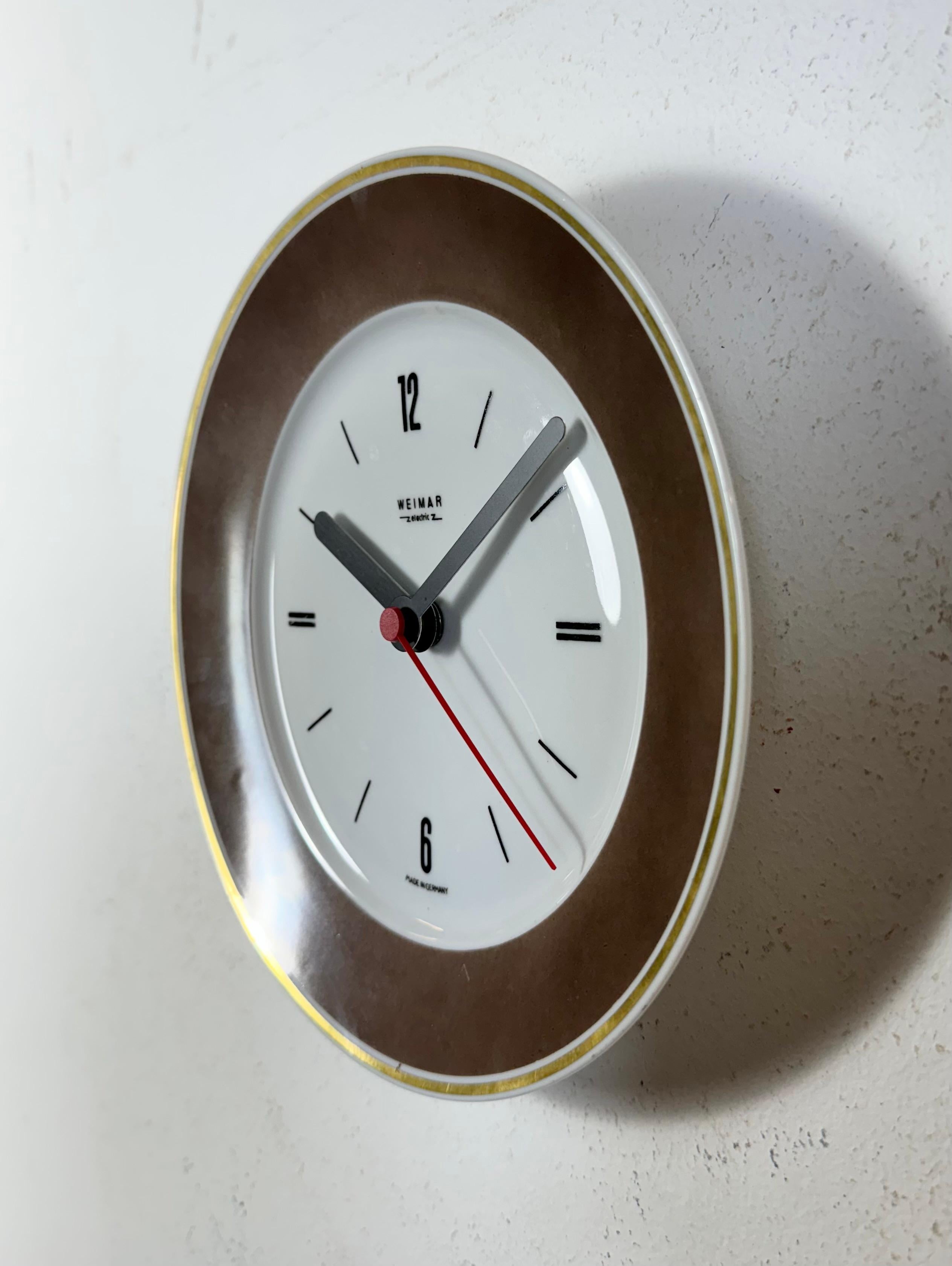 Vintage Porcelain East German Wall Clock from Weimar Electric, 1970s ...