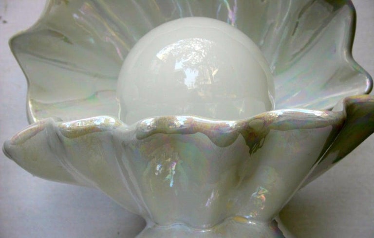 Mid Century Shell Shaped Porcelain Lamps For Sale at 1stDibs