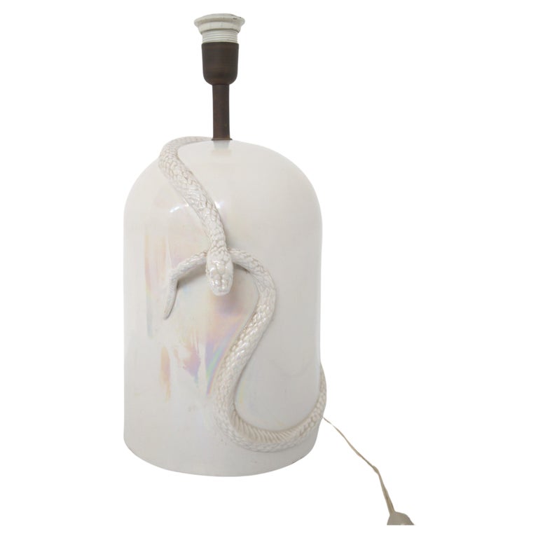 Vintage Porcelain Table Lamp with Snake at 1stDibs