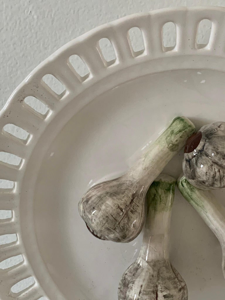Vintage Porcelain Trompe l'Oeil Onion Plate For Sale at 1stDibs