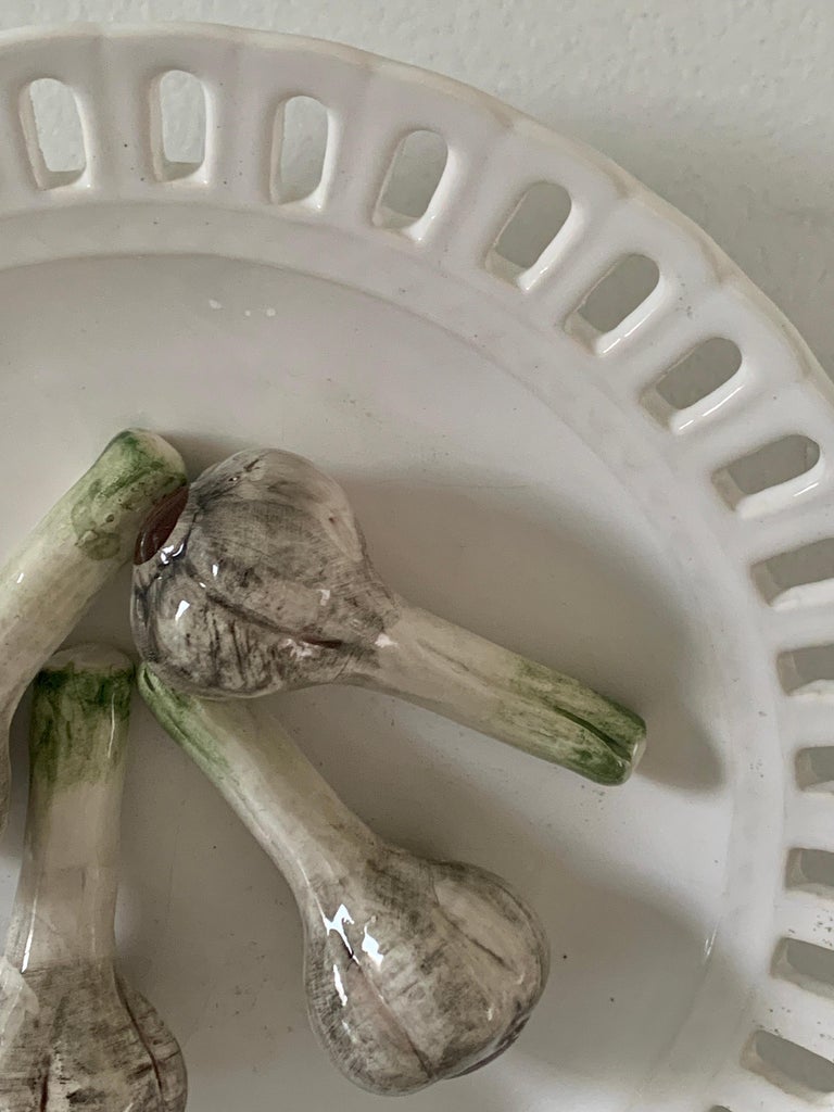 Vintage Porcelain Trompe l'Oeil Onion Plate For Sale at 1stDibs