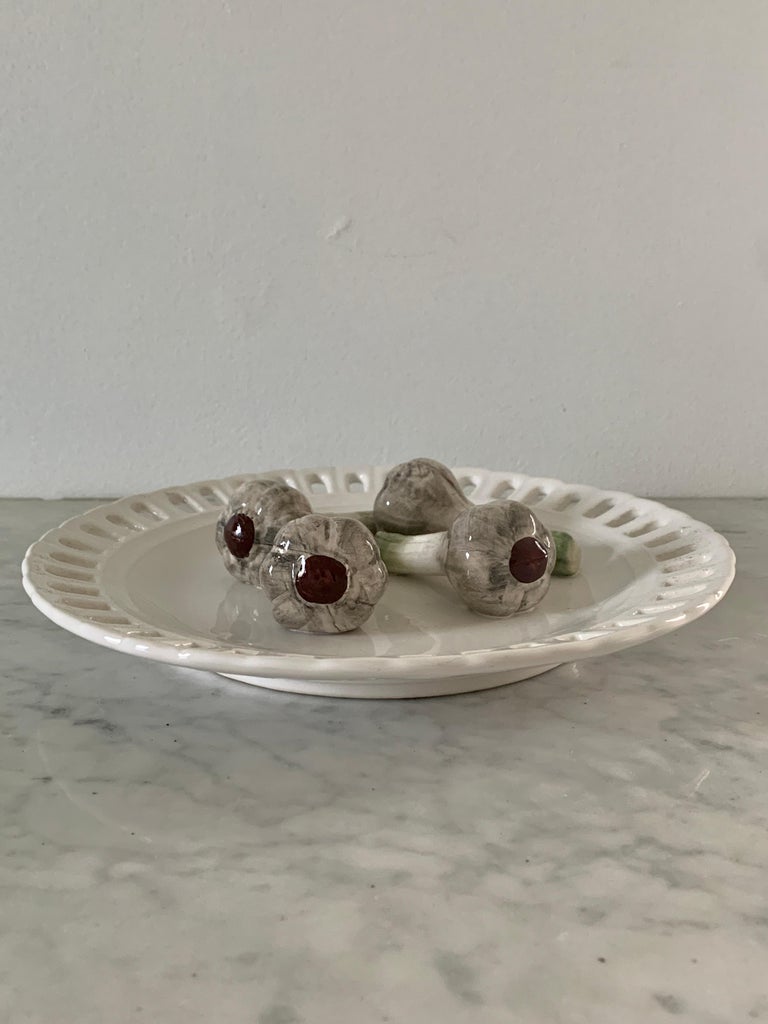 Vintage Porcelain Trompe l'Oeil Onion Plate For Sale at 1stDibs
