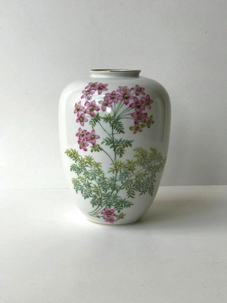 Vintage Porcelain Vase with Floral Pattern by Weimar, 1950s at 1stDibs