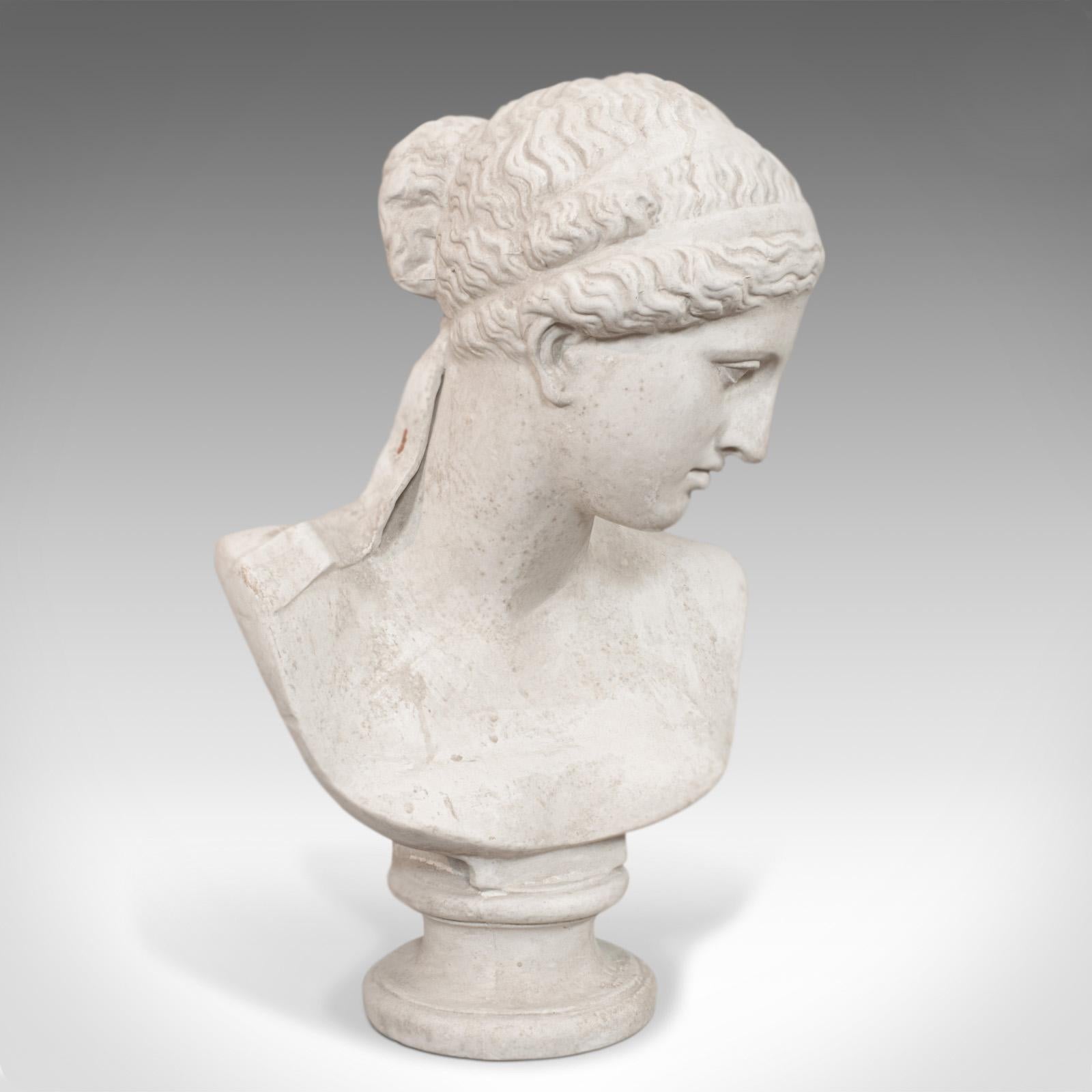 Vintage Portrait Bust English Plaster Statue Woman Classical Taste ...