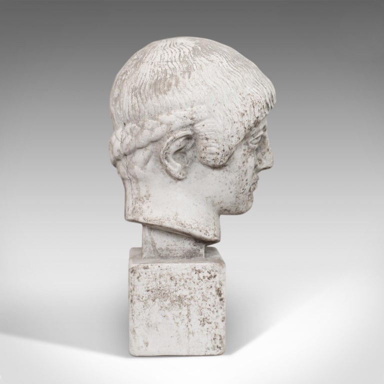 Vintage Portrait Bust, English, Plaster, Weathered, Statue, Apollo ...