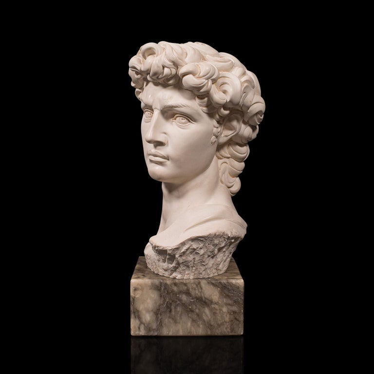 Vintage Portrait Bust, Italian, Marble Base, Statue, Michelangelo ...