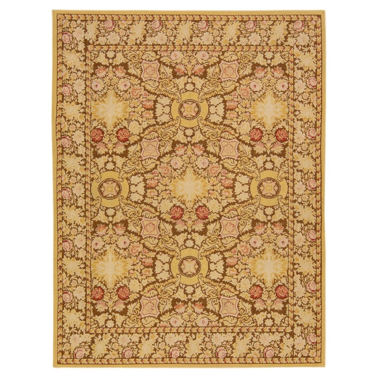 Vintage Portuguese Arraiolos Needlepoint Allover Pattern Beige Wool Rug ...