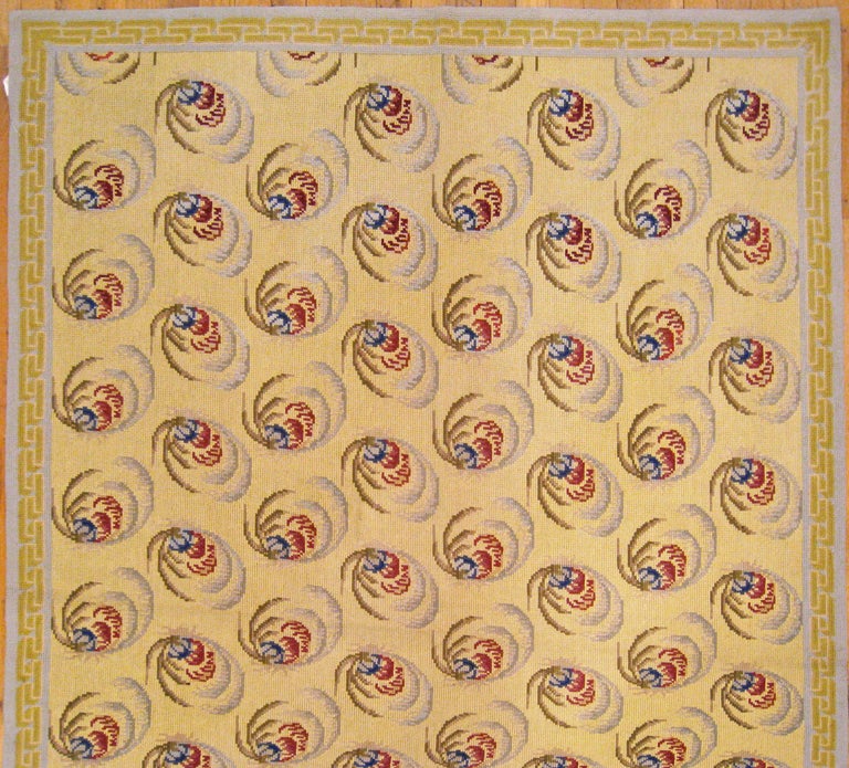 Vintage Portuguese Needlepoint Rug, in Small Size, W/ Repeating design ...