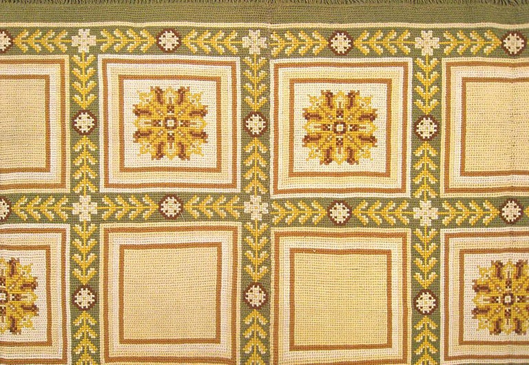 Vintage Portuguese Needlepoint Rug, Room size, W/ Squares For Sale at ...