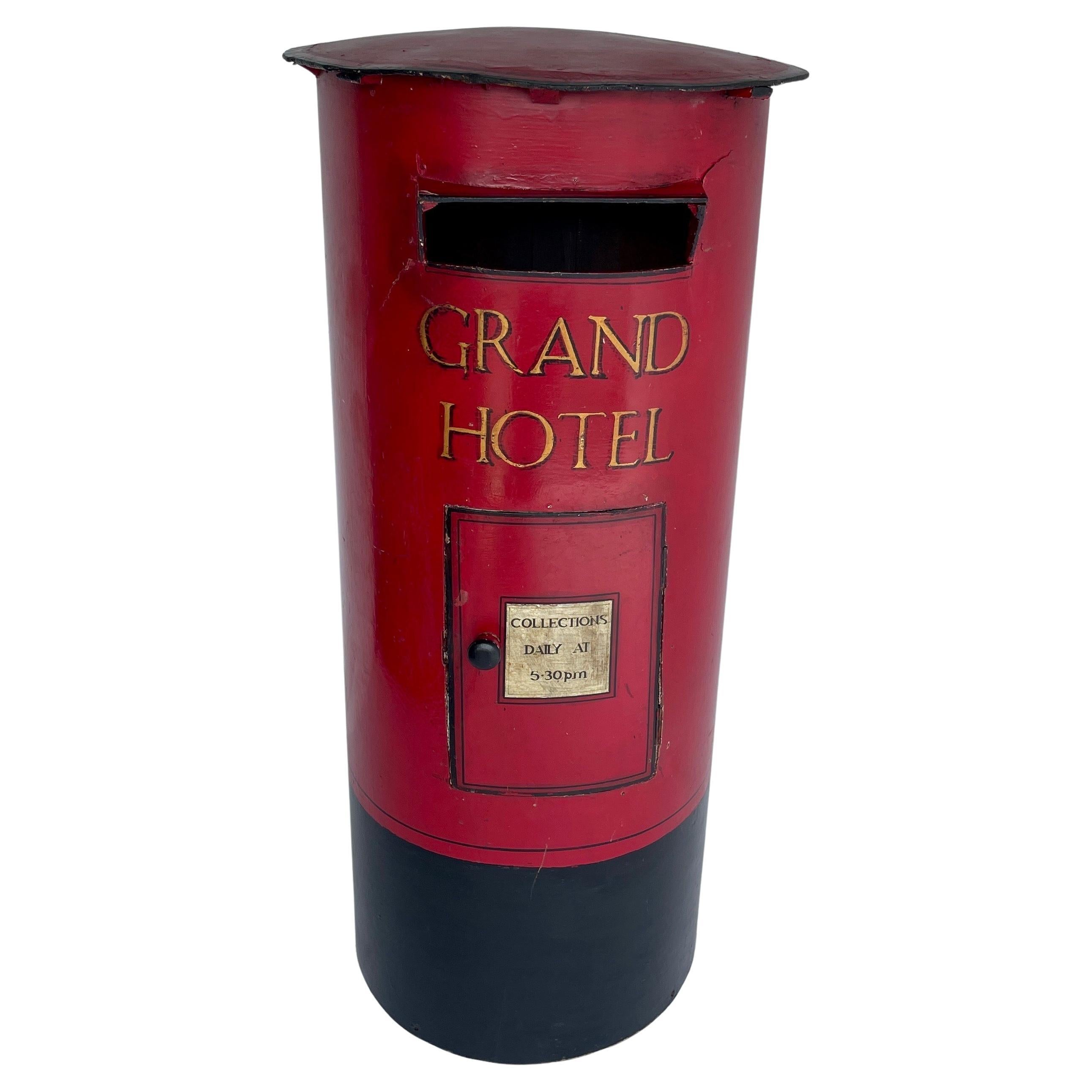 Vintage Post Mail Letter Collection Box from Grand Hotel in Red Paint ...