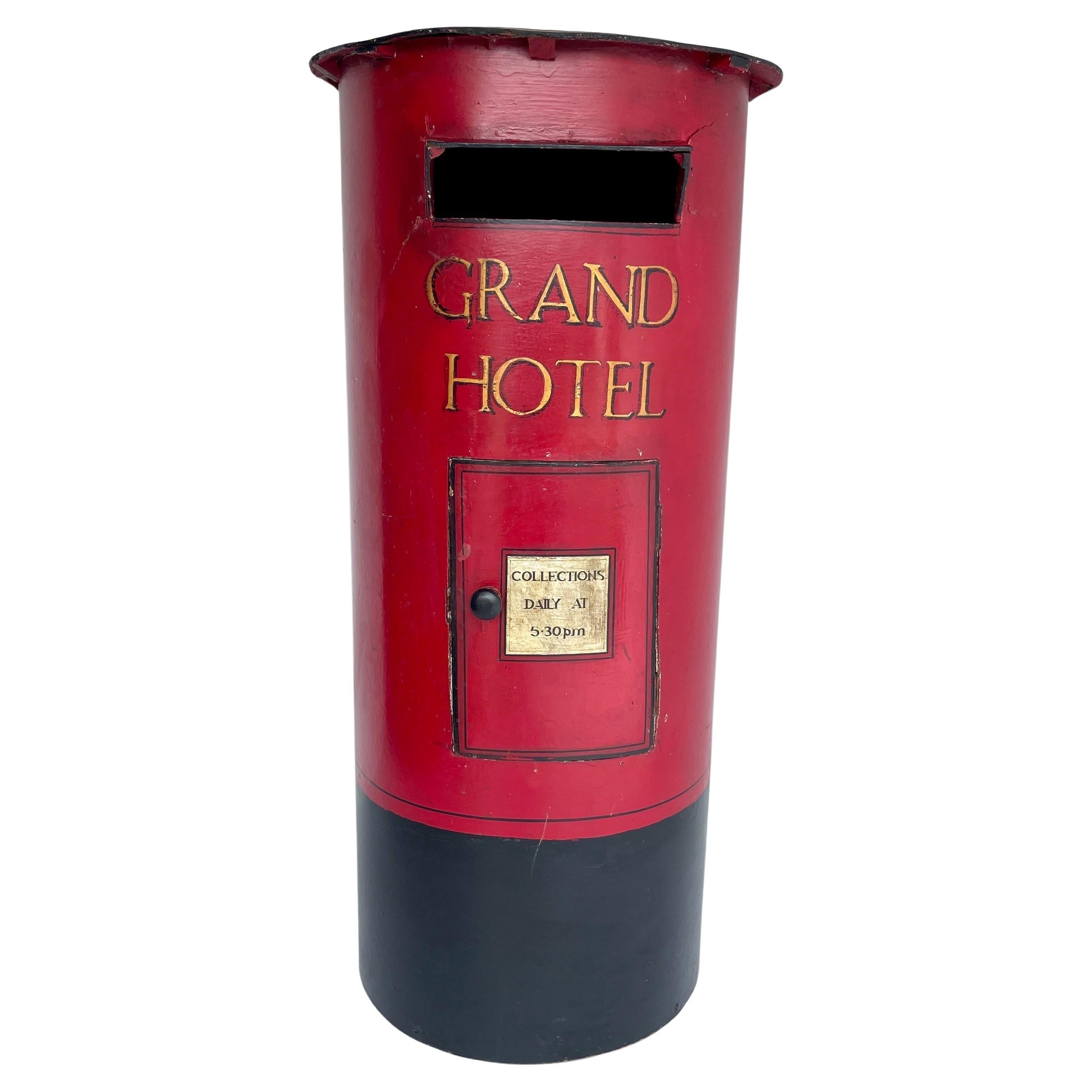 Vintage Post Mail Letter Collection Box from Grand Hotel in Red Paint ...