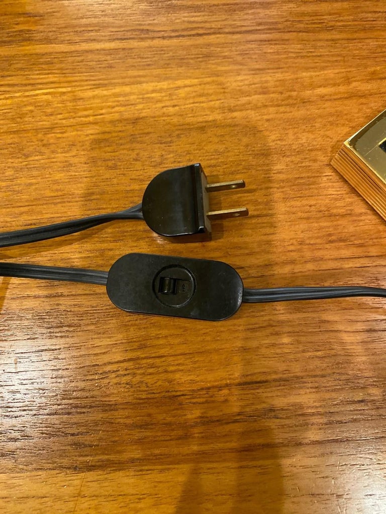 Vintage Post Modern Lucite and Gold Metal Triangular Table Lamps at 1stDibs