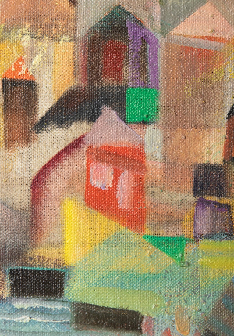 Vintage Post Modern Oil Painting on Canvas Cubist Style, Dated 1978 For ...