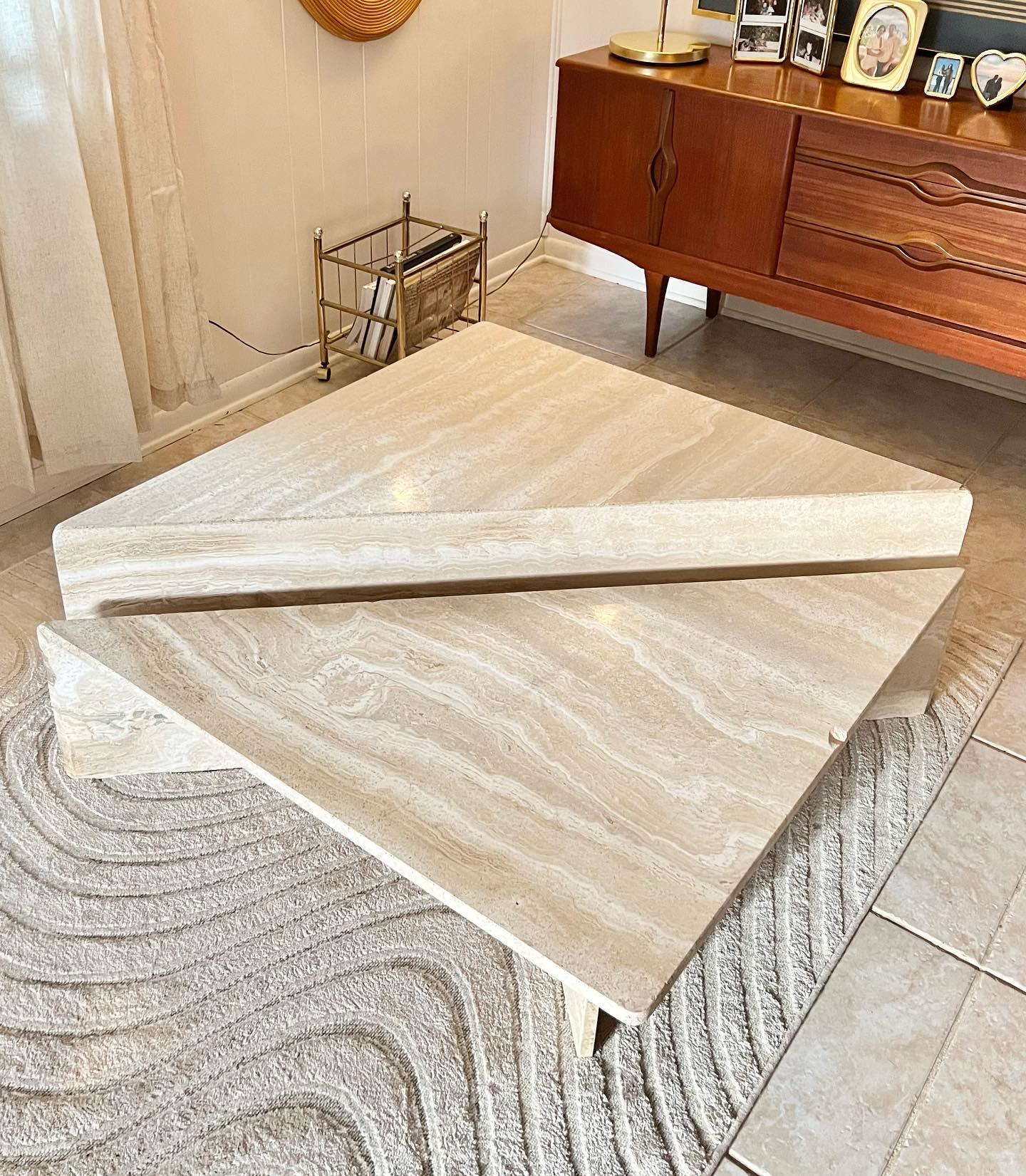 Vintage post modern origami Italian 2 piece split level coffee table at 1stDibs