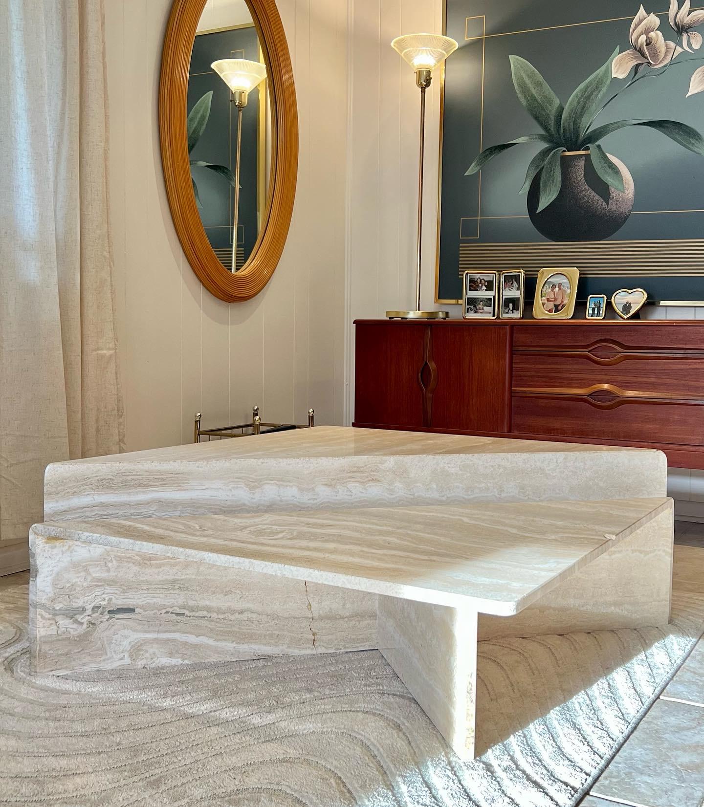 Vintage post modern origami Italian 2 piece split level coffee table at 1stDibs