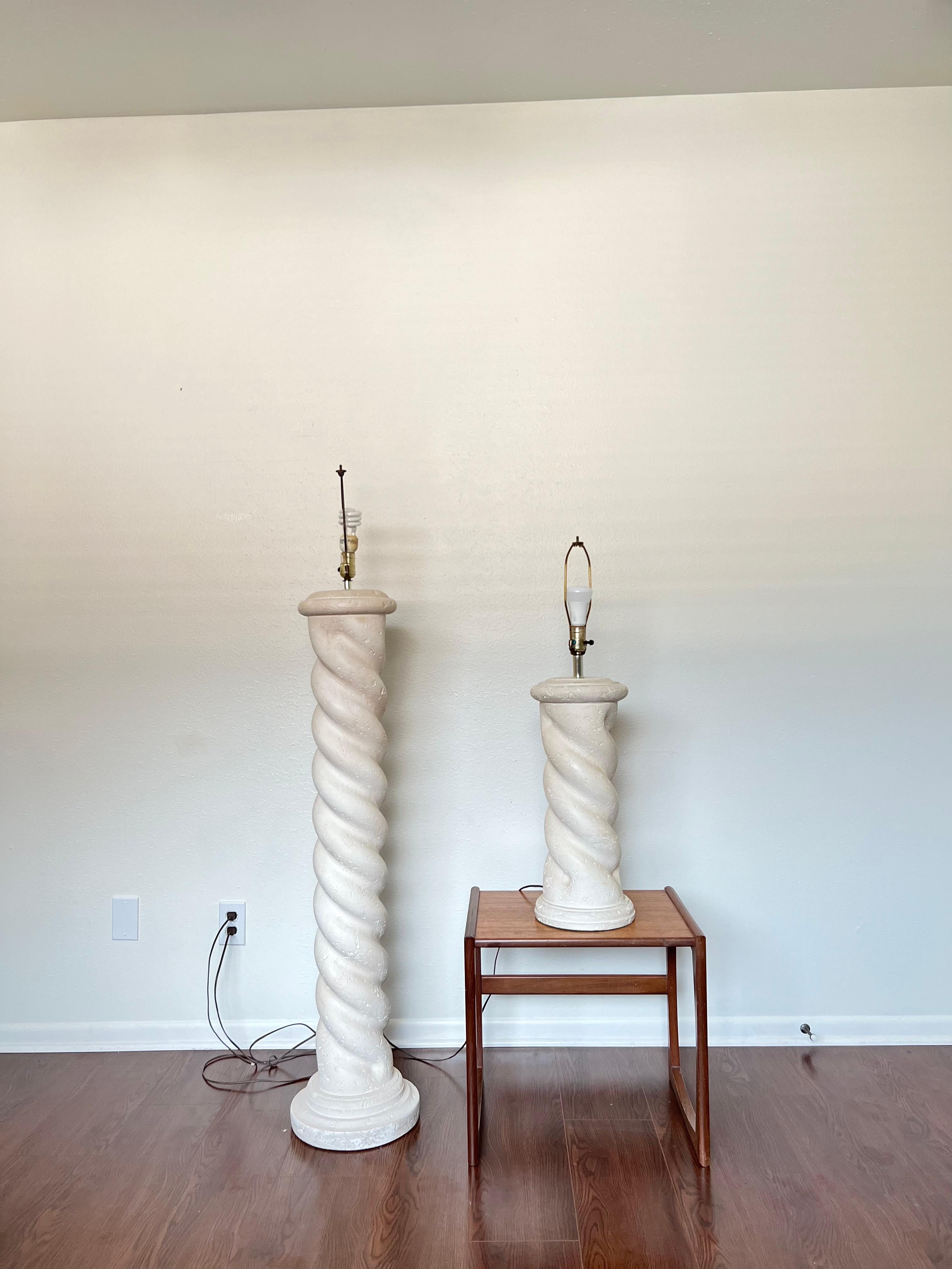 Vintage Post Modern Swirl Plaster 1980s Floor Lamp and Table Lamp at ...