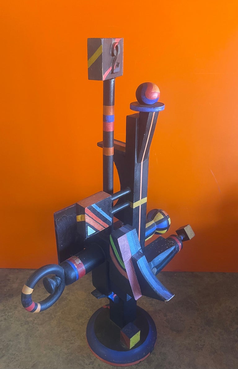 Vintage Post-Modern Wood Sculpture For Sale at 1stDibs