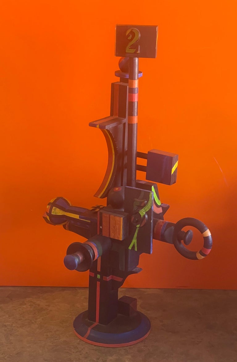 Vintage Post-Modern Wood Sculpture For Sale at 1stDibs