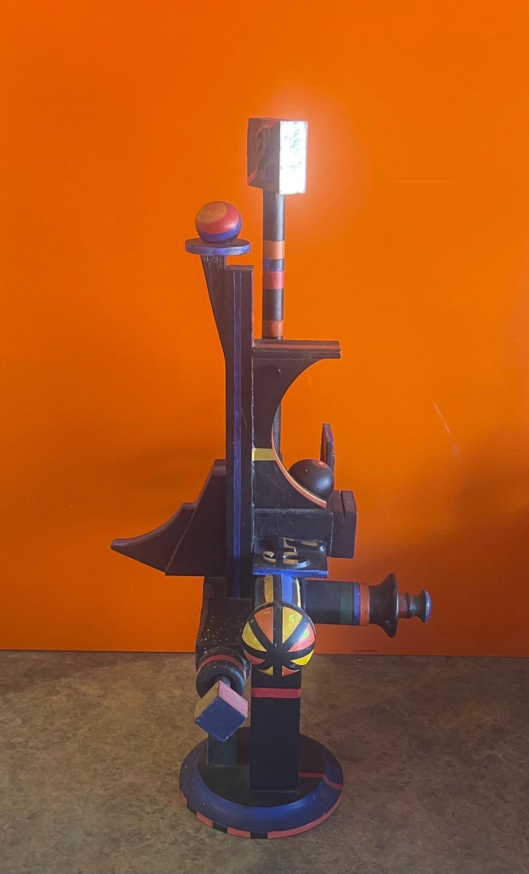 Vintage Post-Modern Wood Sculpture For Sale at 1stDibs