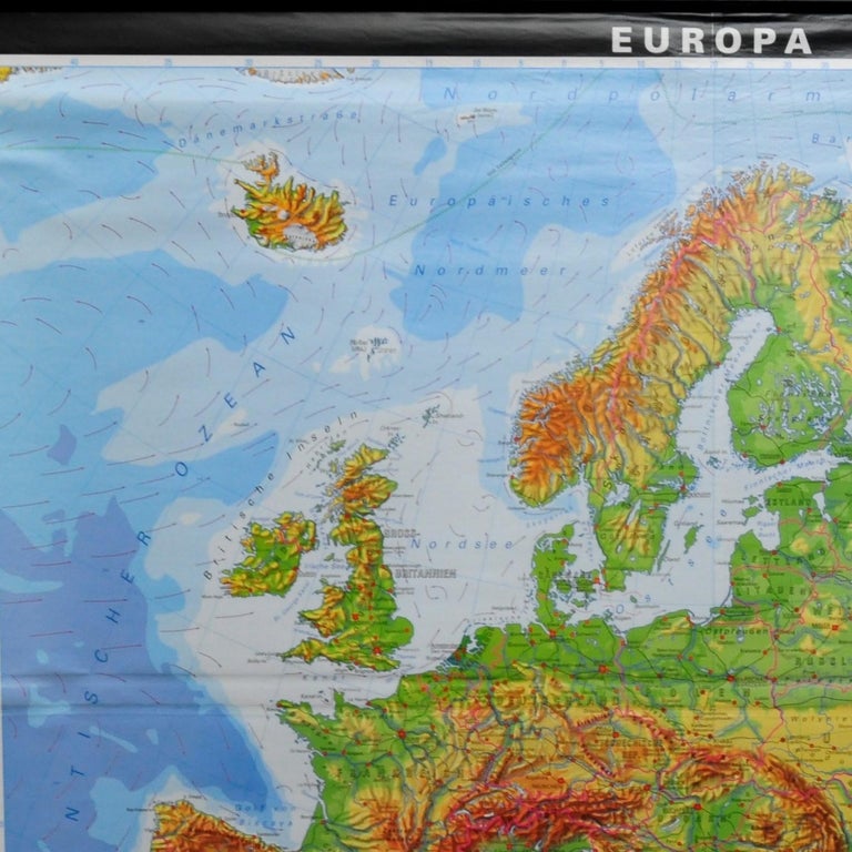 Vintage Poster Print European Rollable Map Wall Chart at 1stDibs