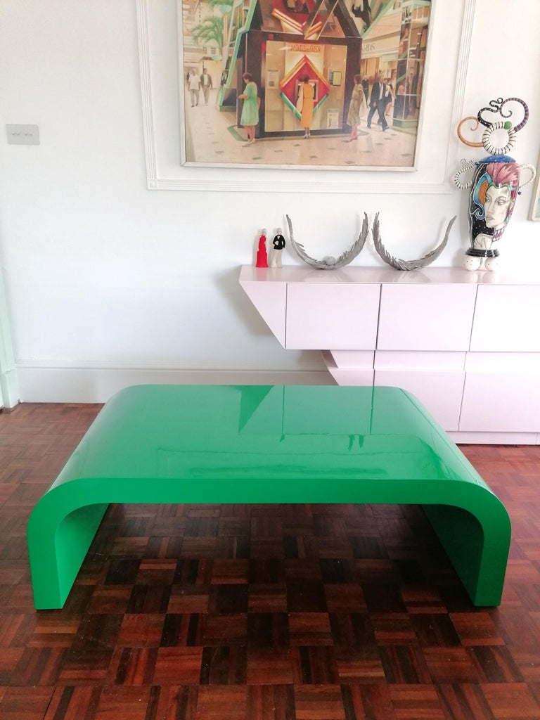 Vintage Postmodern American Emerald Green Lacquered Waterfall Coffee ...