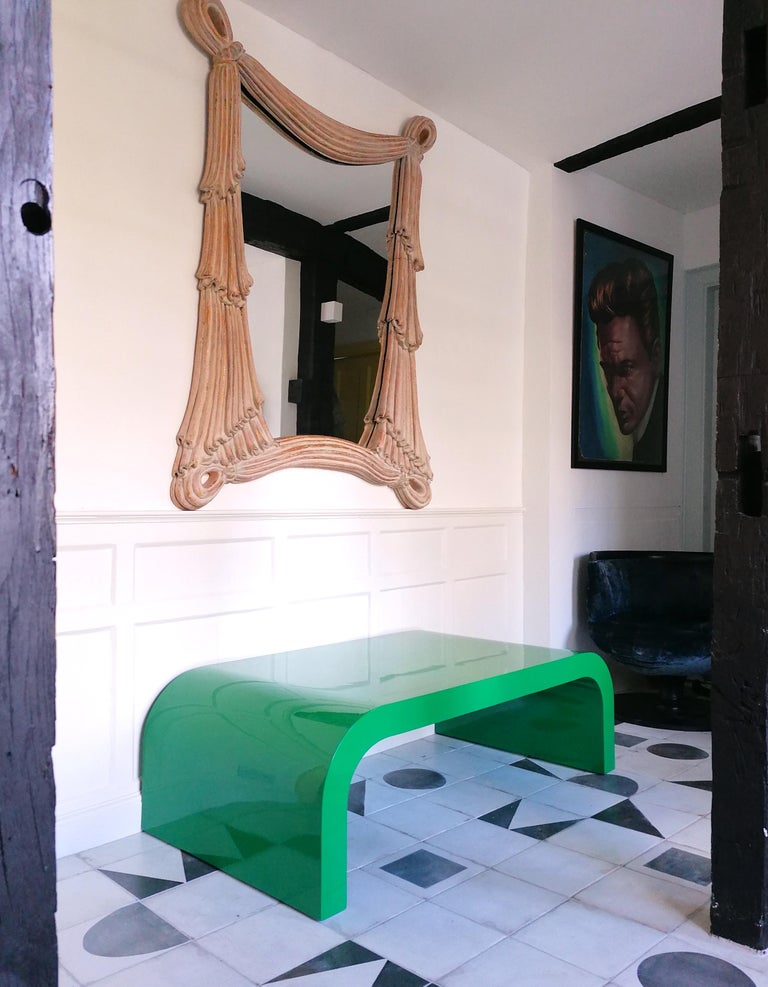 Vintage Postmodern American Emerald Green Lacquered Waterfall Coffee ...