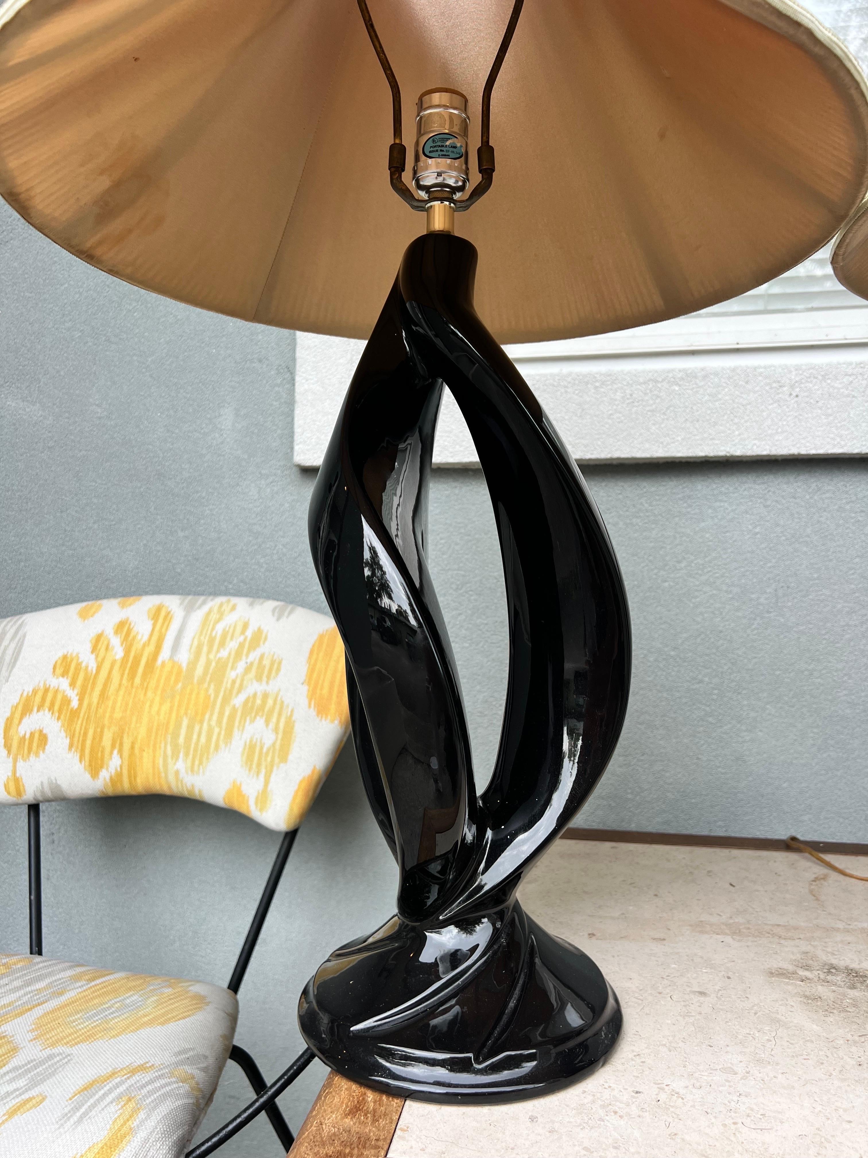 Vintage Postmodern Black Sculptural Lamps With Vintage String Shades ...