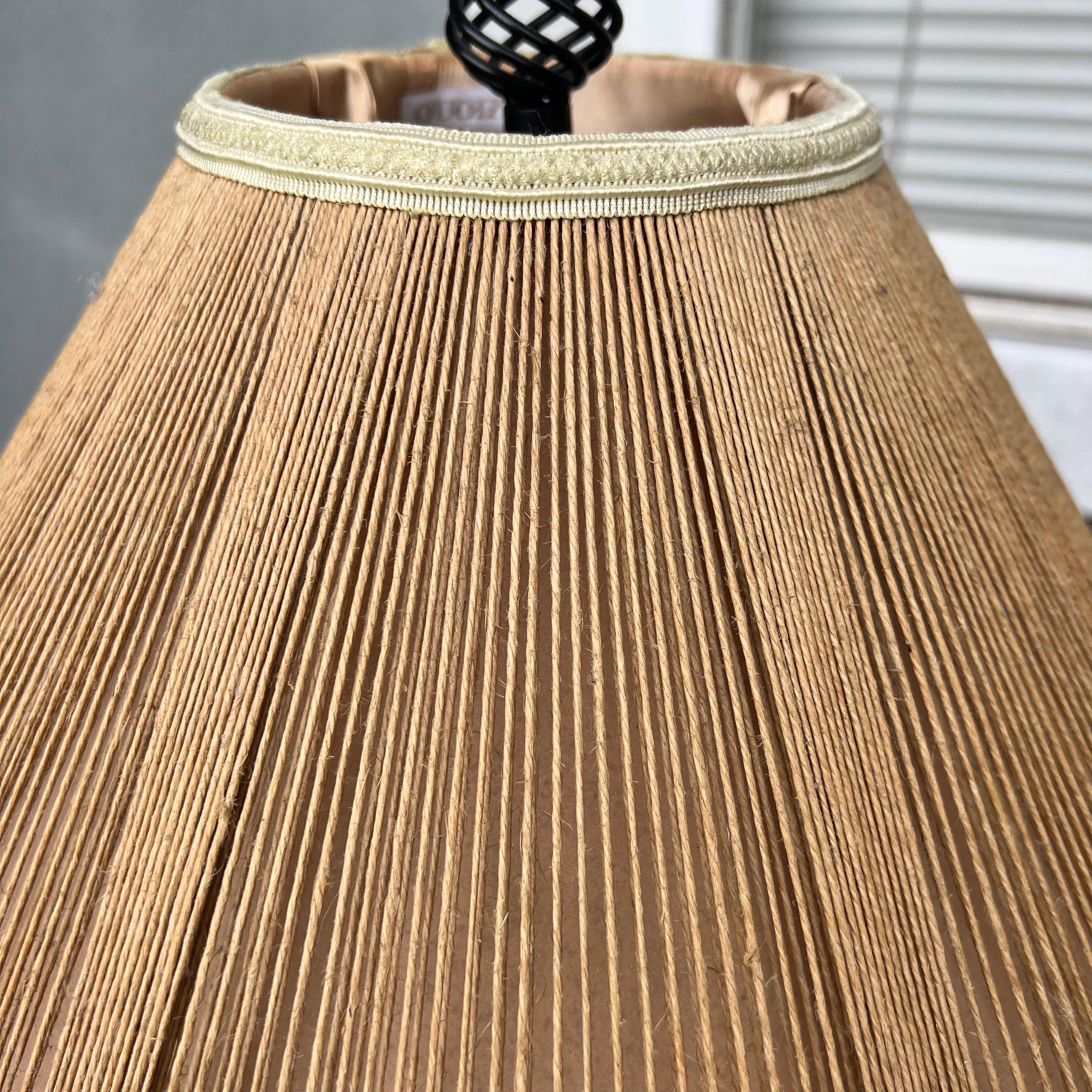 Vintage Postmodern Black Sculptural Lamps With Vintage String Shades ...