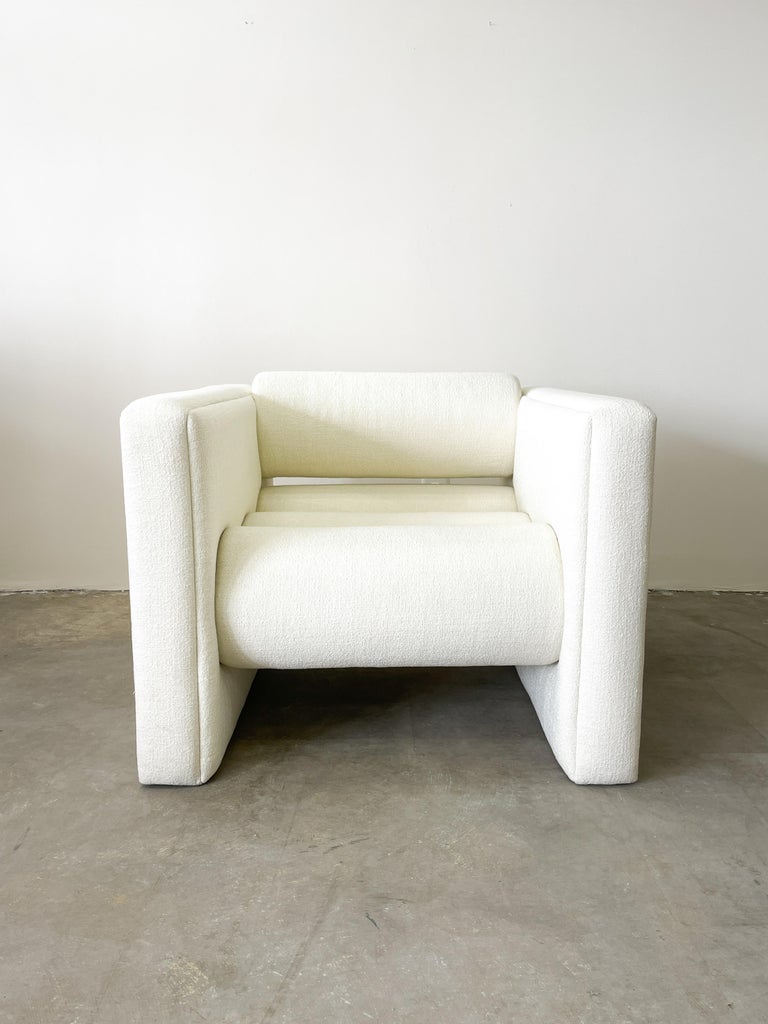 Vintage Postmodern Boucle Bolster Club Chair MCM Minimalist Retro 70s ...