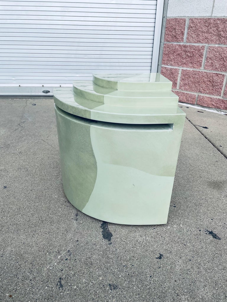 Vintage Postmodern Glass Tiered Base Ombre Green Coffee Table For Sale ...