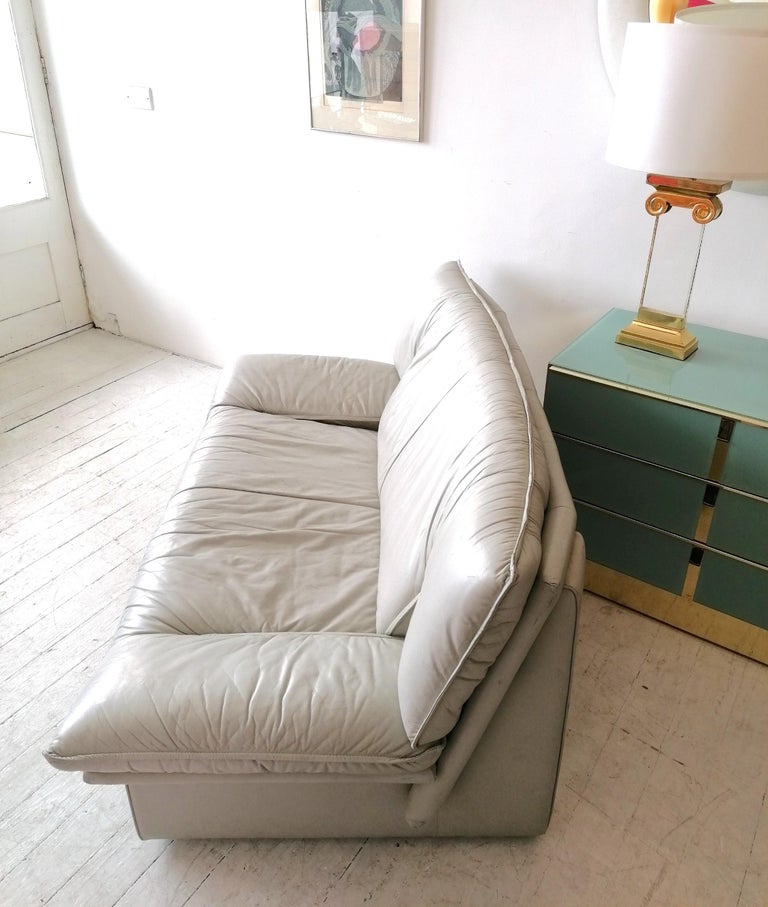 Vintage Postmodern Grey Angular Leather Sofa by Nicoletti Salotti ...
