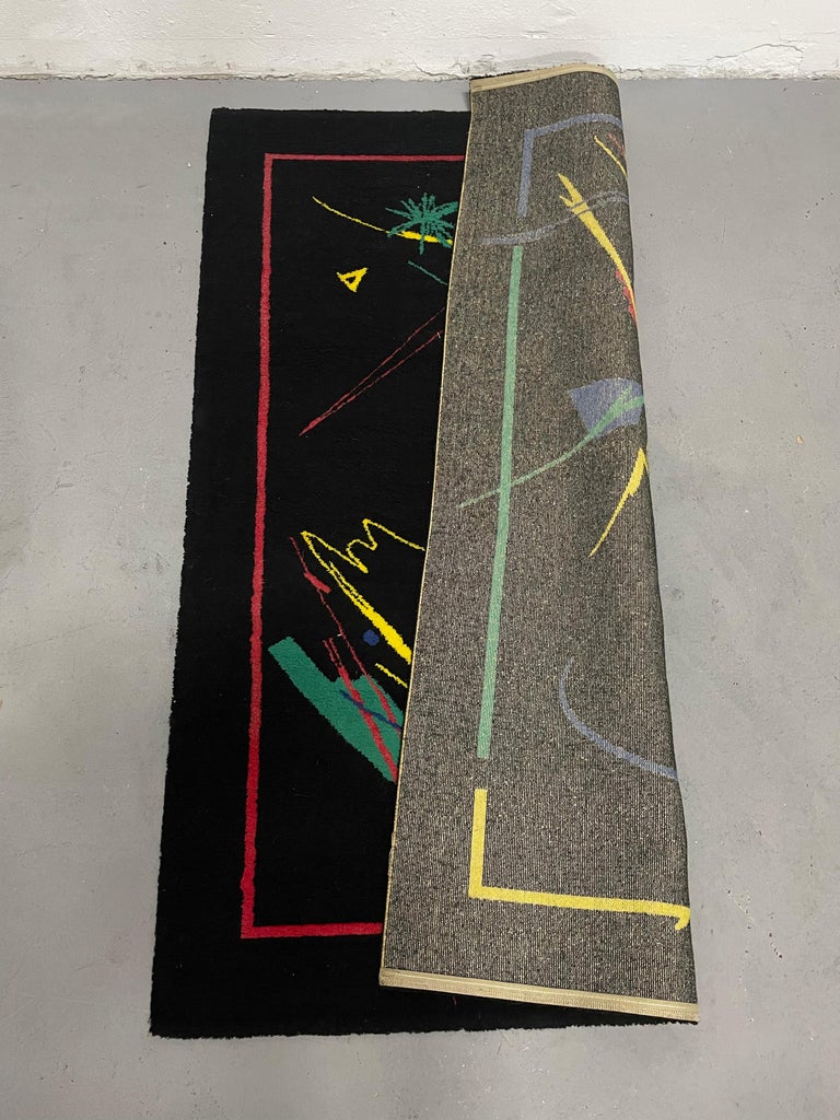 Vintage Postmodern Italian Wool Carpet, Abstract Neon Colors, 1980s For ...