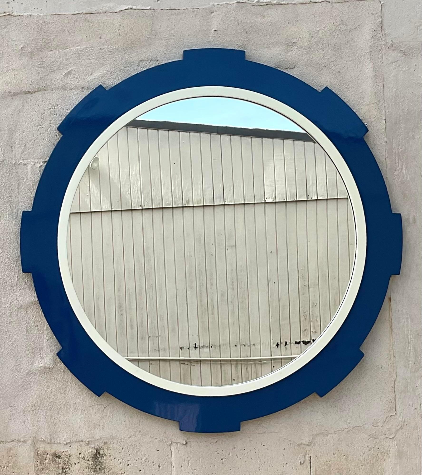 Vintage Postmodern Lacquered Gear Shift Mirror For Sale at 1stDibs
