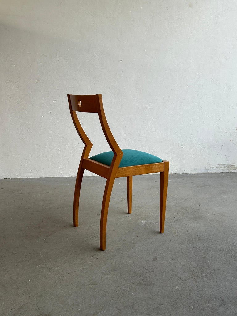 Vintage Postmodern Memphis Era Wooden Upholstered Accent Chair / 1980s ...