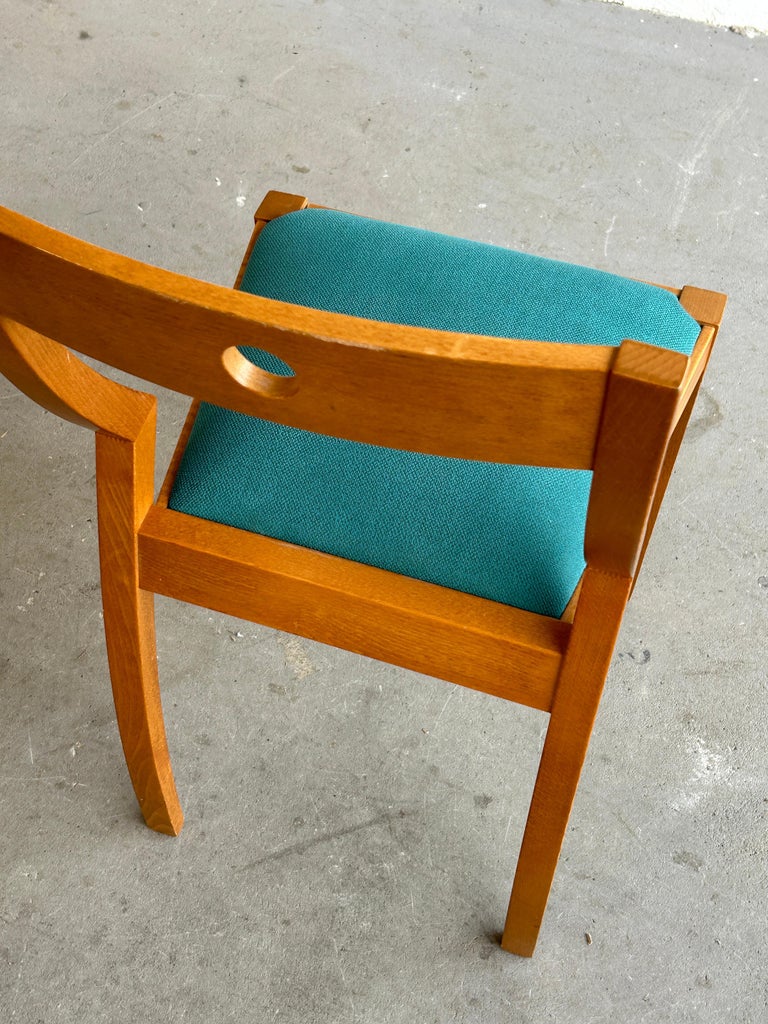 Vintage Postmodern Memphis Era Wooden Upholstered Accent Chair / 1980s ...