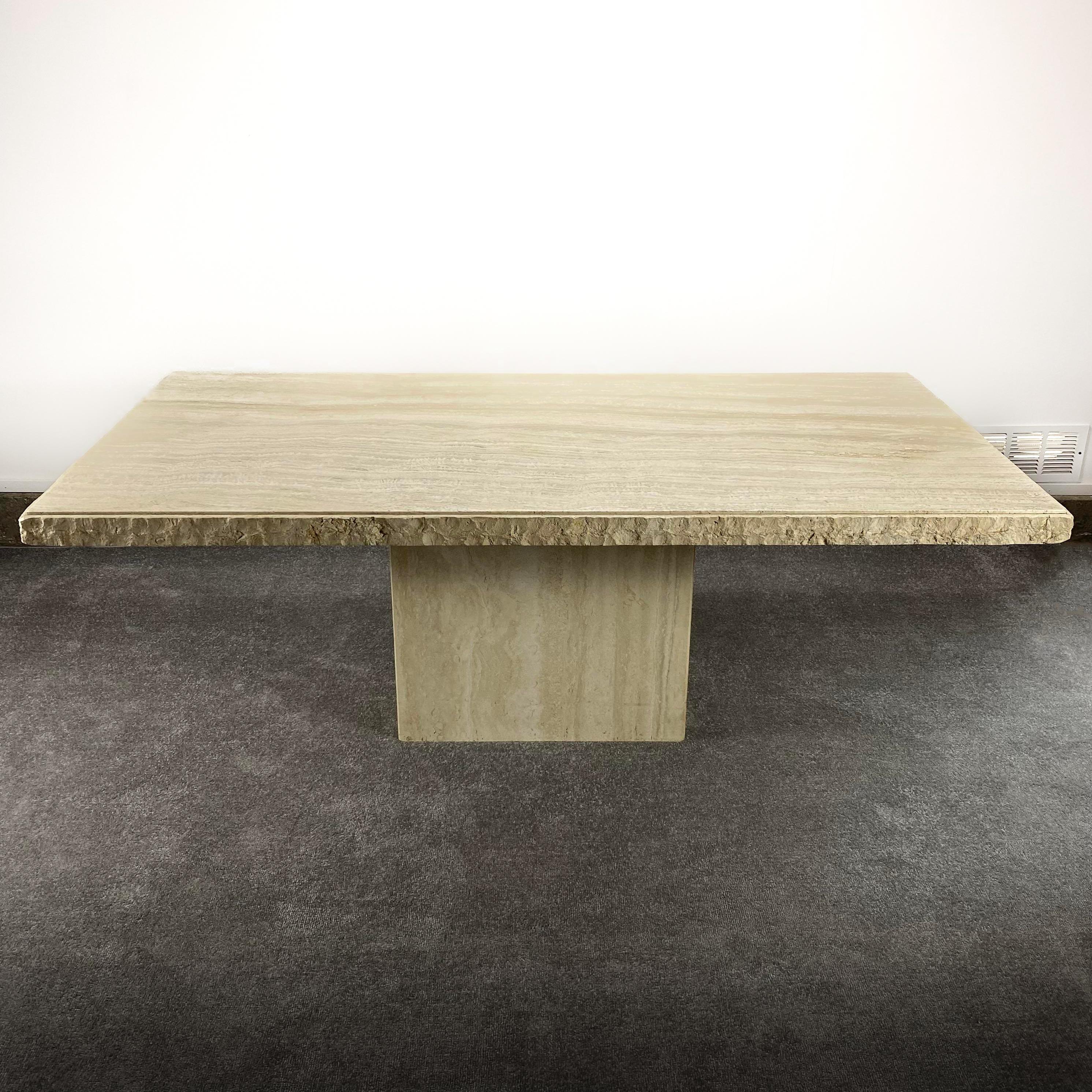 Vintage Postmodern Raw Edge Travertine Dining Table at 1stDibs