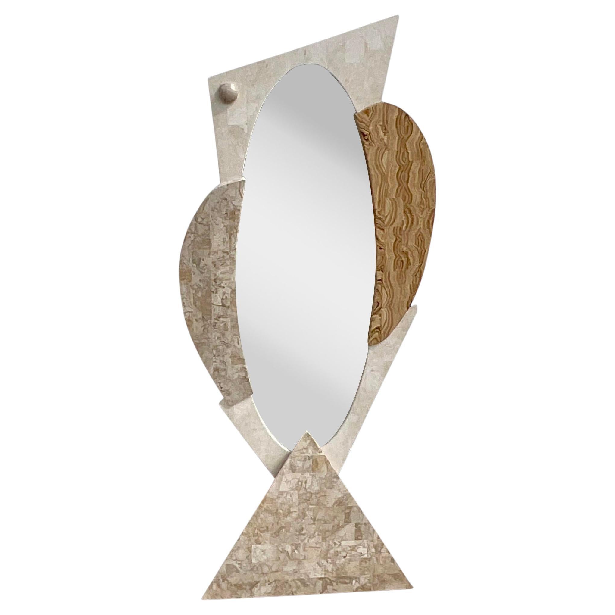 Vintage Postmodern Tessellated Stone Floor Mirror For Sale at 1stDibs
