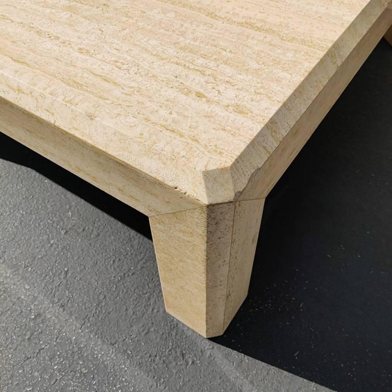 Vintage Postmodern Travertine Coffee Table For Sale at 1stDibs