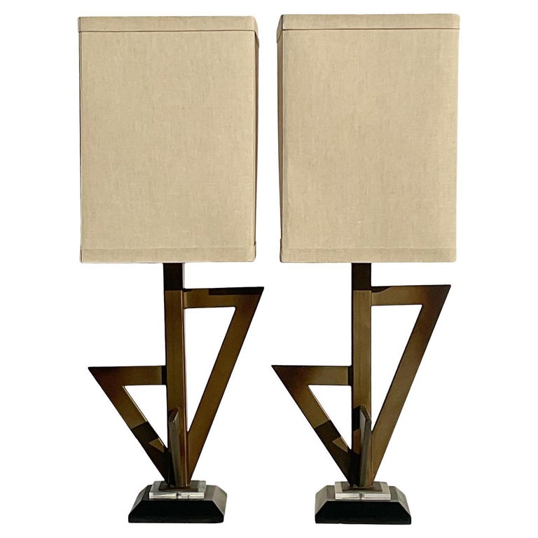 Vintage Post-Modern Triangle Lamps, a Pair at 1stDibs