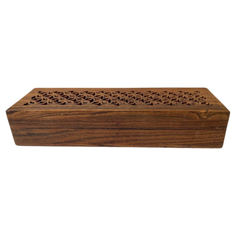 Vintage Potpourri Box in Rosewood Filigree, 1960s For Sale at 1stDibs