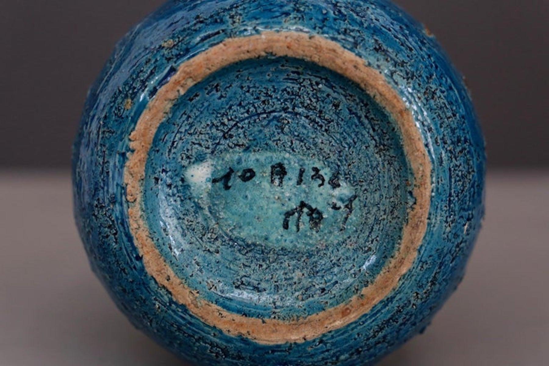 Vintage Pottery Blue and Golden Ceramic by Aldo Londi for Bitossi ...