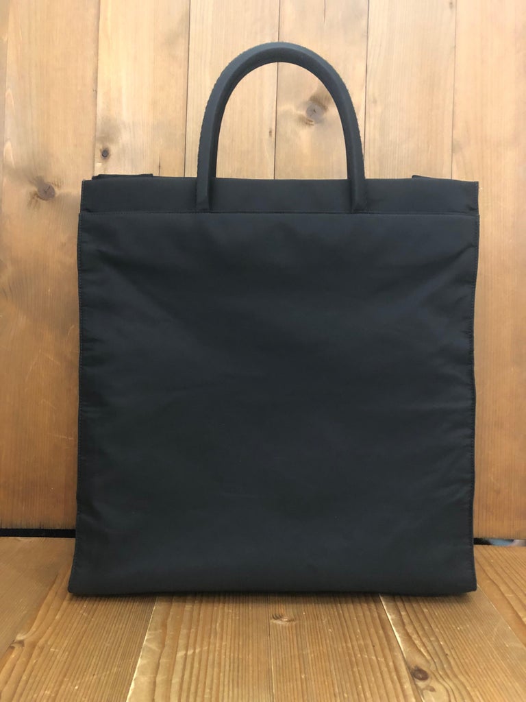 Vintage PRADA Black Tessuto Book Tote Bag For Sale at 1stDibs