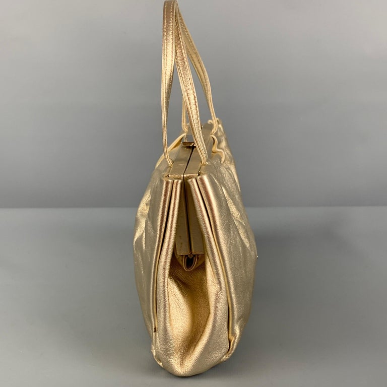 Vintage PRADA Gold Metallic Leather Mini Handbag at 1stDibs
