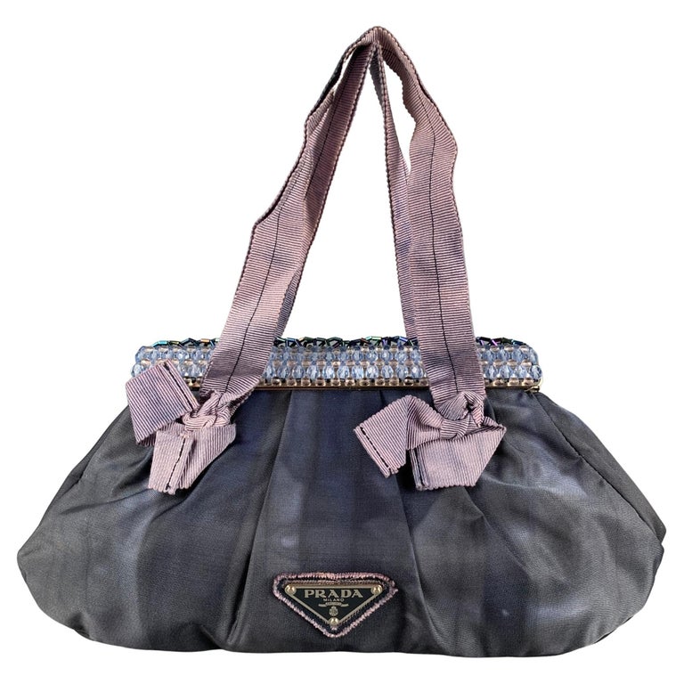 Vintage PRADA Purple Marbled Silk Rhinestones Mini Handbag For Sale at ...