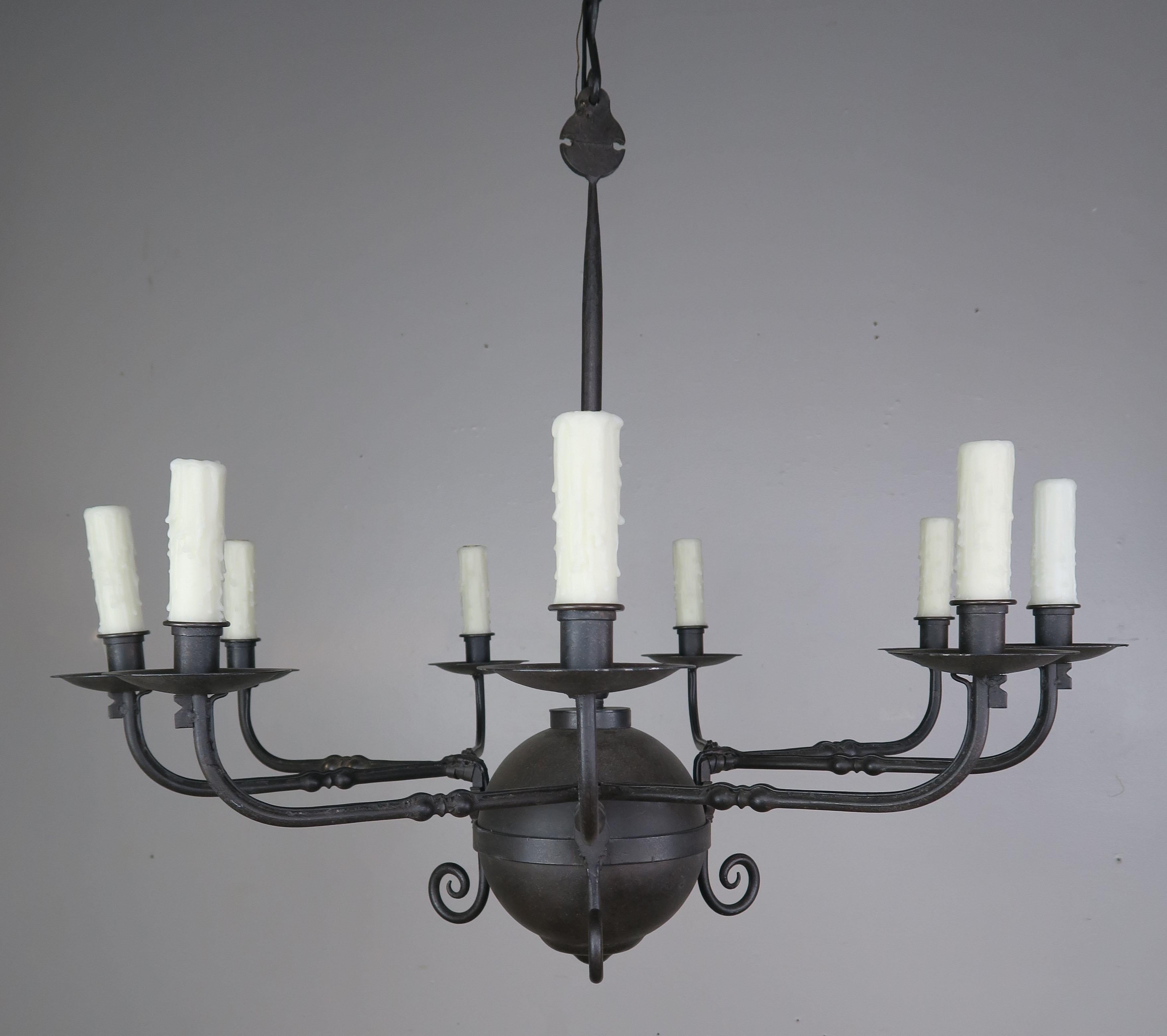 Vintage Primitive Style Wrought Iron 9-Light Chandelier by Paul ...