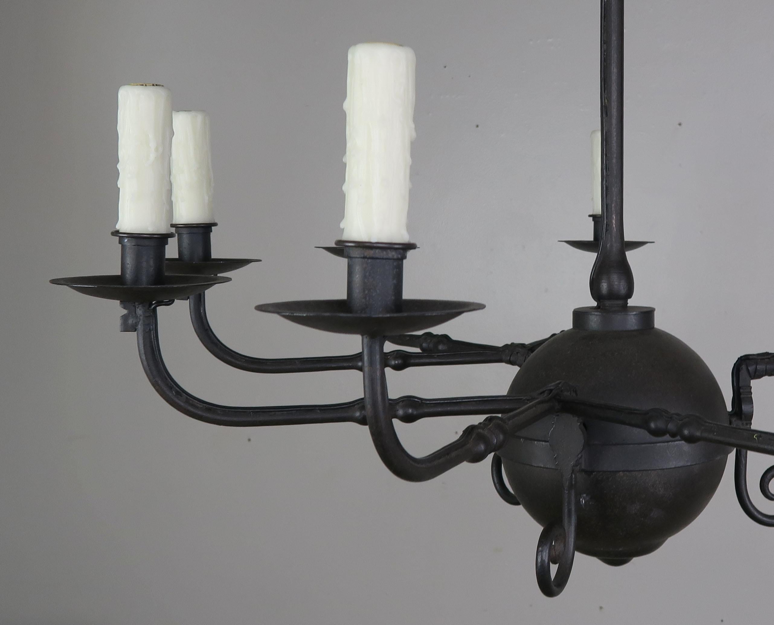 Vintage Primitive Style Wrought Iron 9-Light Chandelier by Paul ...